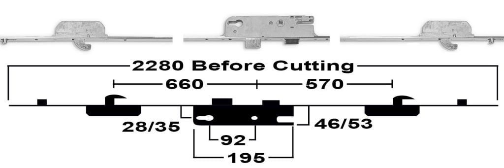 GU 2 Hook 2 Roller 1 Deadbolt upvc Door Lock | UPVC Hardware